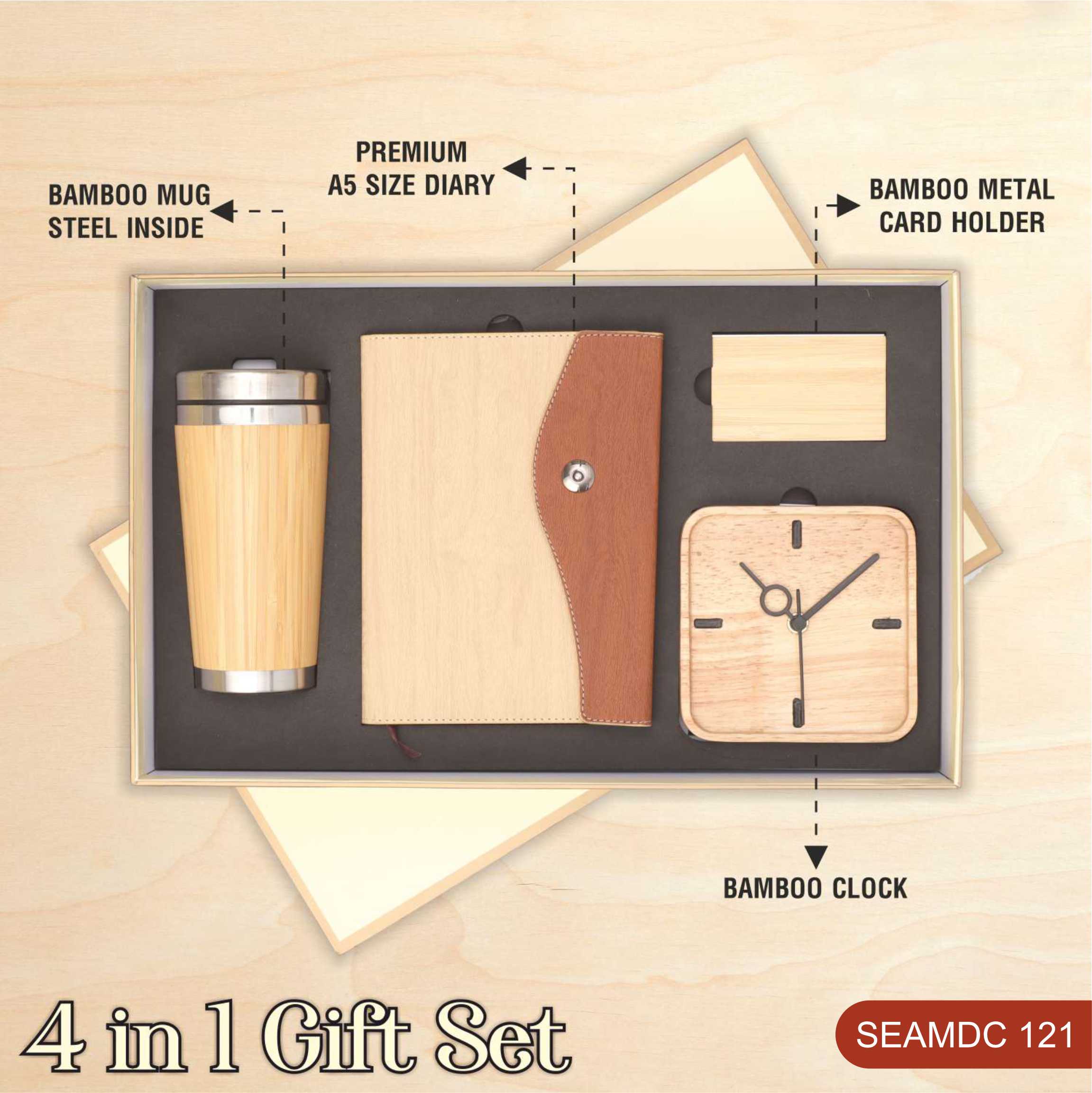 4 IN 1 PREMIUM BAMBOO GIFT SET | NATURAL COLOR | Corporate Gifts in ...